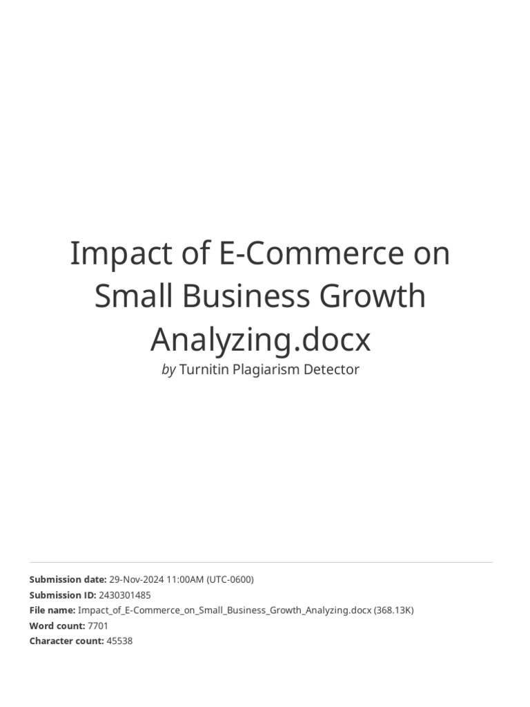Plagiarism Report - Impact of E-Commerce On Small Business GR | PDF ...