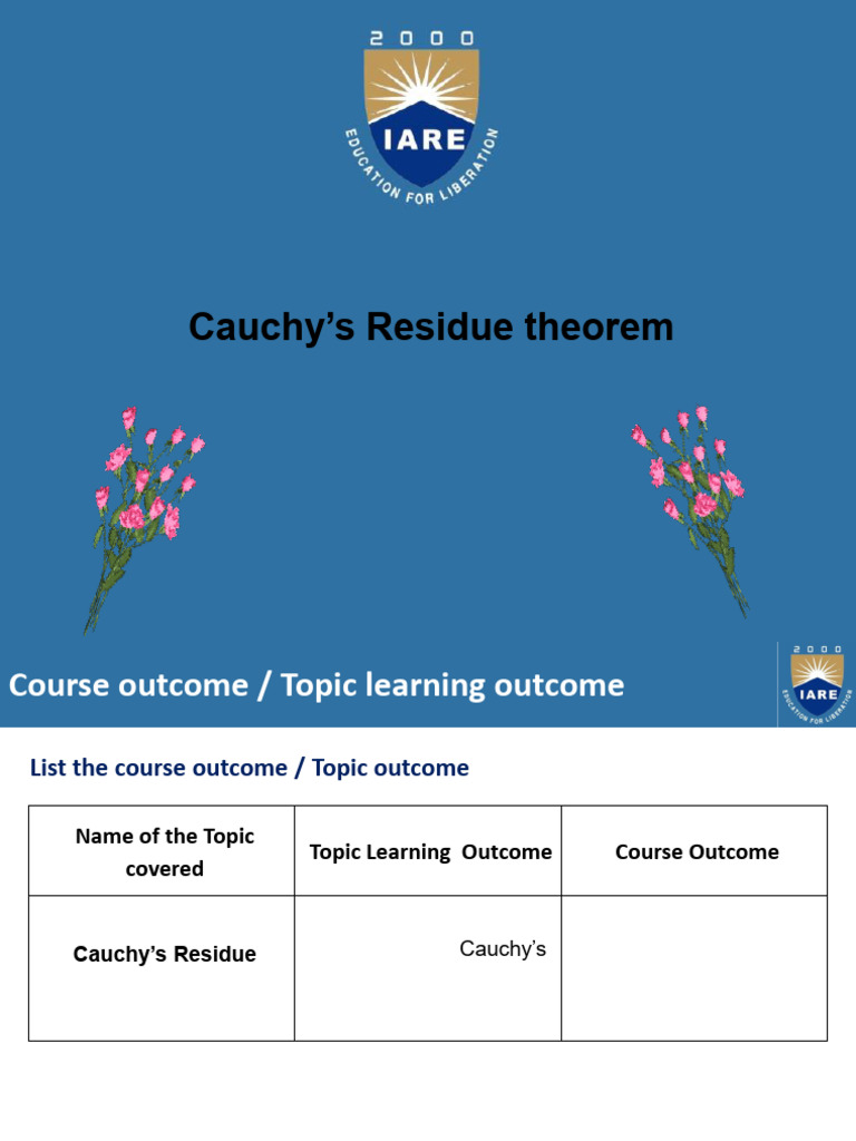 Singular Point Cauchys Residue Theorem | PDF | Integral | Complex Analysis