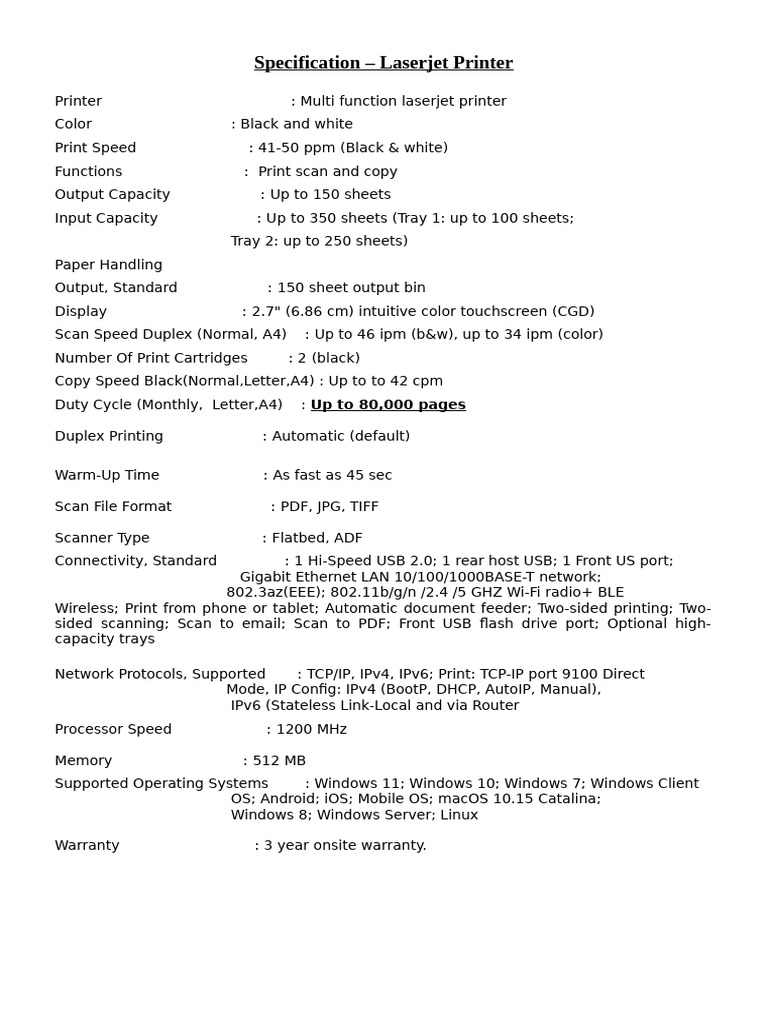 Printer Spec Exam Cell | PDF