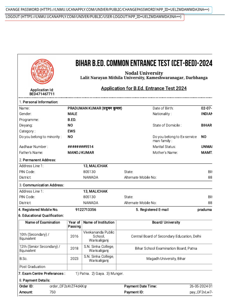 Lalit Narayan Mithila University | PDF | Educational Stages ...