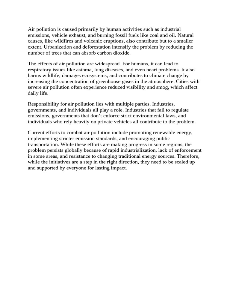 Air Pollution Is Caused Primarily by Human Activities Such As ...
