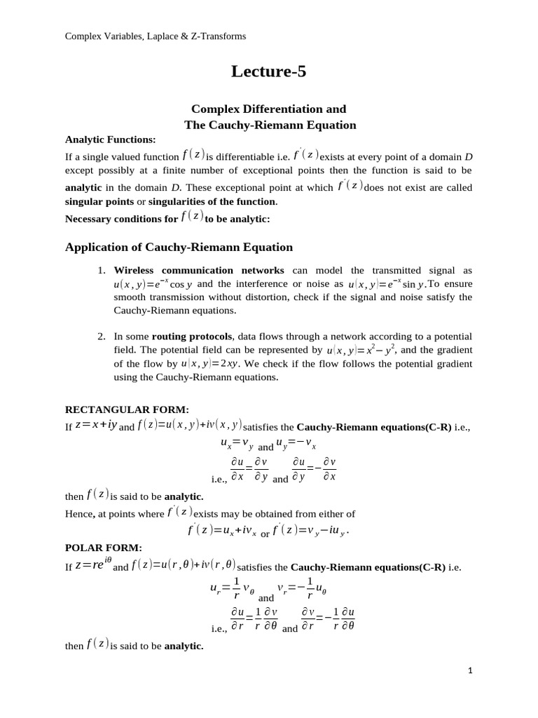 Math3_Ch05_Complex diff & C-R eqn- (2) | PDF | Equations | Rotation