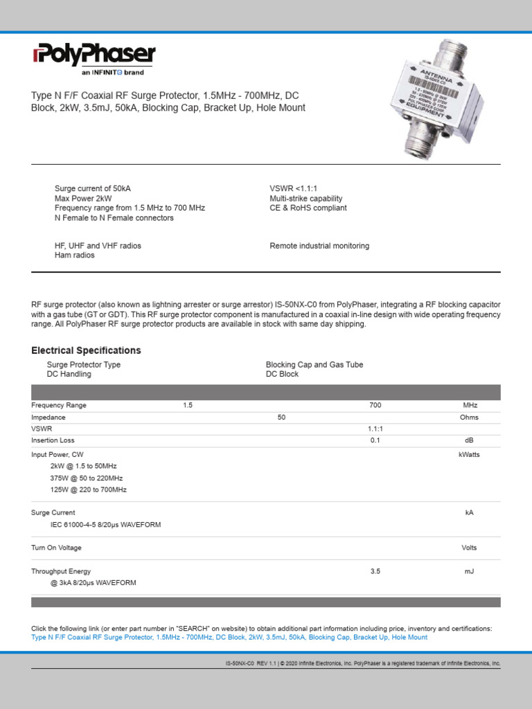IS-50NX-C0 Spec+Sheet | PDF | Electronics | Electrical Engineering