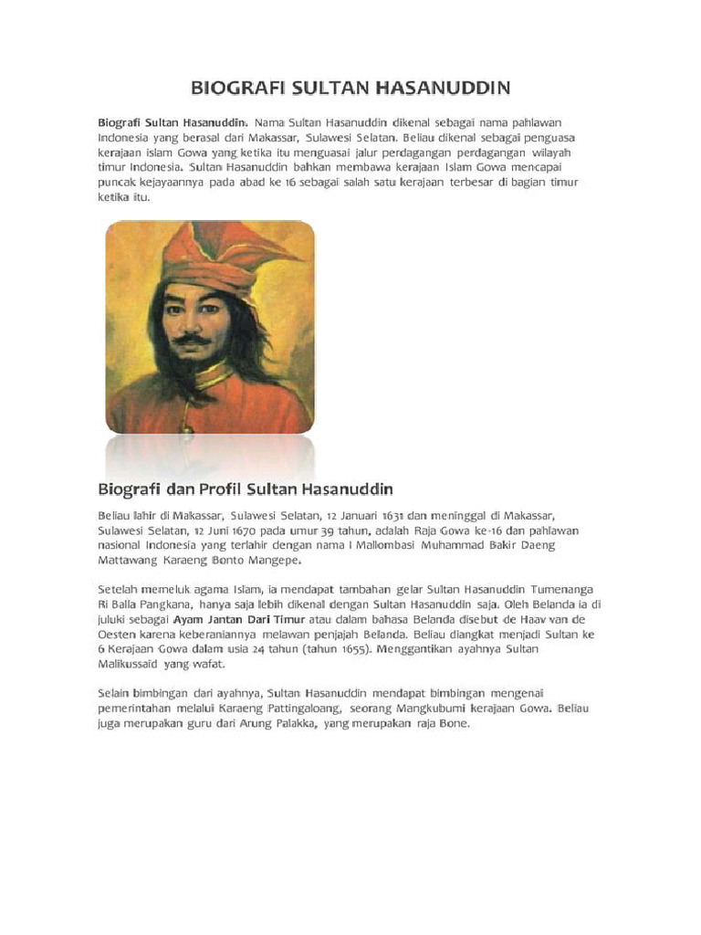 Biografi Sultan Hasanuddin | PDF