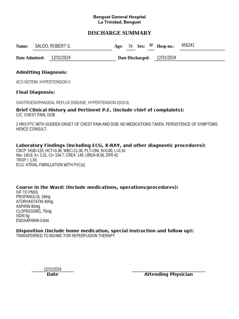 Discharge Summary | PDF