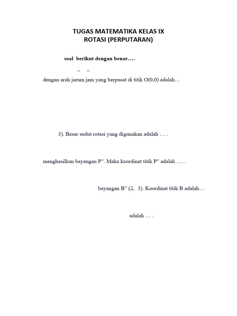 Tugas Matematika Rotasi Kelas Ix | PDF