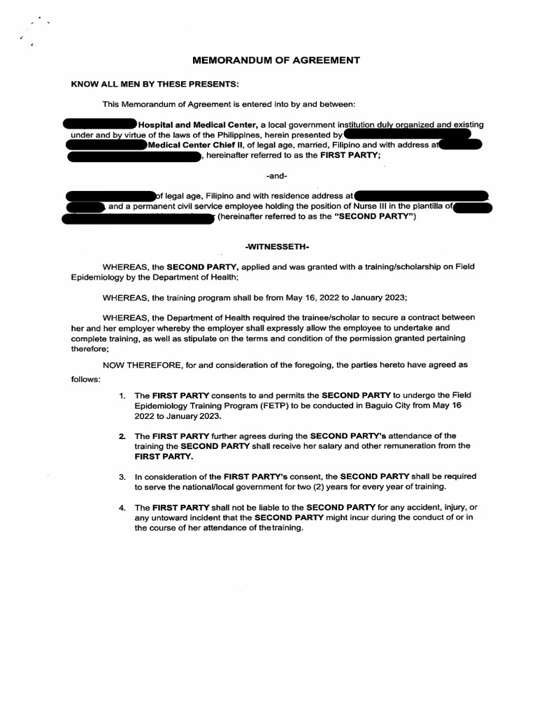 Sample Moa Hospital Pdf