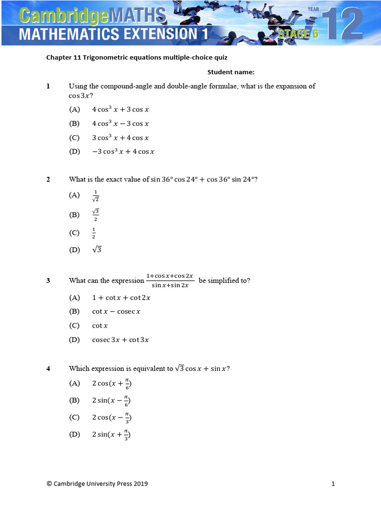 Chapter-11-multiple-choice-quiz | PDF | Trigonometric Functions ...