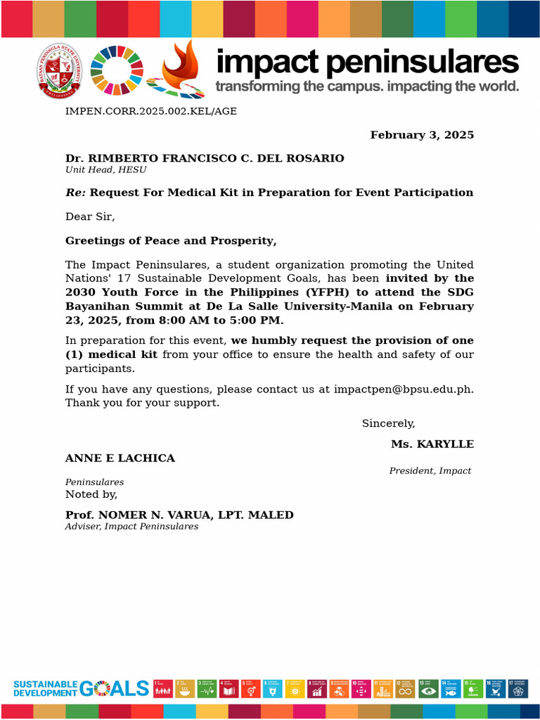 CORR IMPEN 2025 002 Rquest For Medkit | PDF