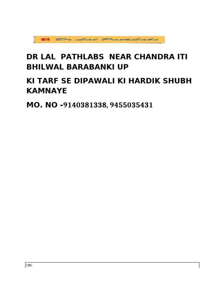 Lab Tests Offered by Dr. Lal Pathlabs | PDF