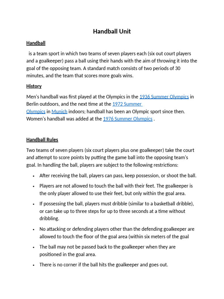 Handball Unit | PDF