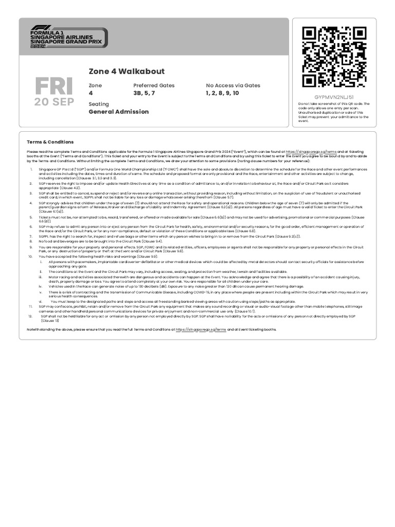 Mark f1 Tickets | PDF