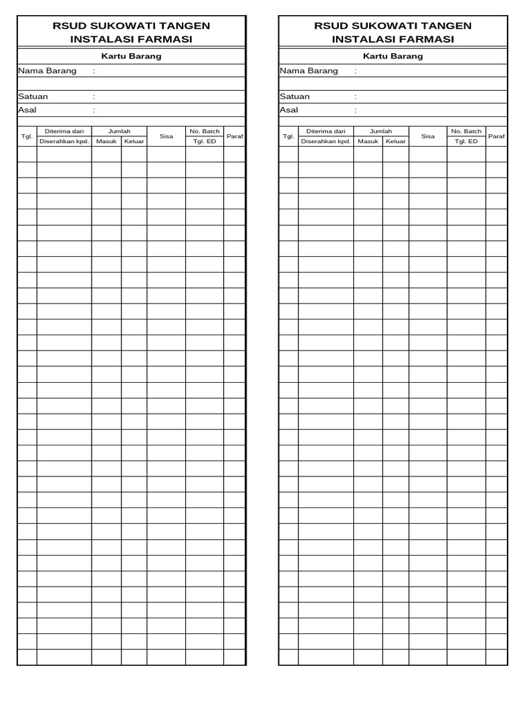 Form Kartu Stok | PDF