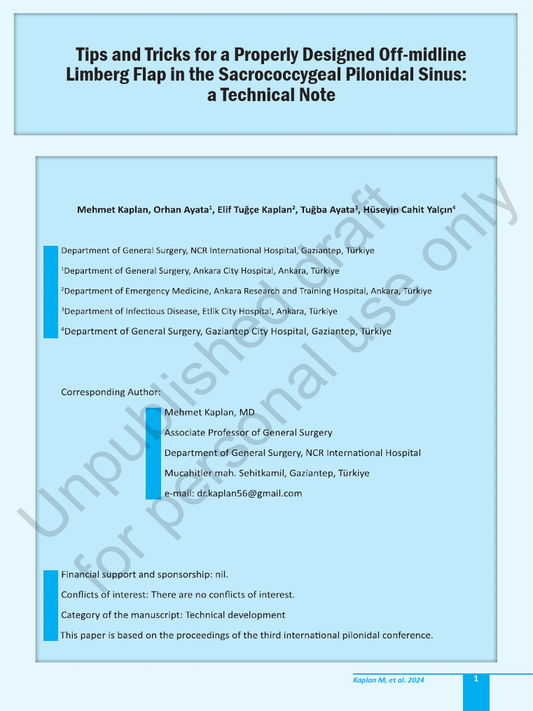Off-Midline Limberg Flap for Pilonidal Sinus | PDF
