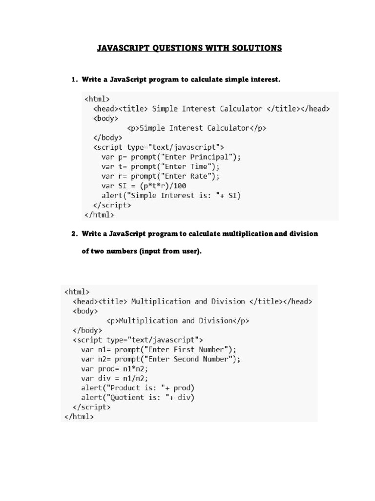 JavaScipt Programs | PDF