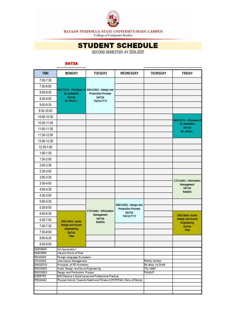2nd Year Schedule Second Semester AY 2024 2025 | PDF | Computer Programming | Machine Learning