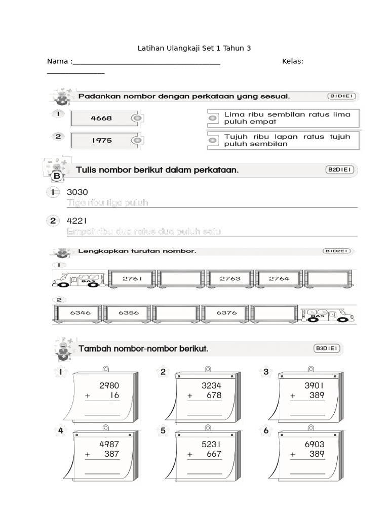 Latihan Ulangkaji Set 1b Tahun 3 | PDF
