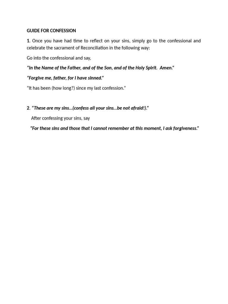 Guide For Confession (1of5) | PDF