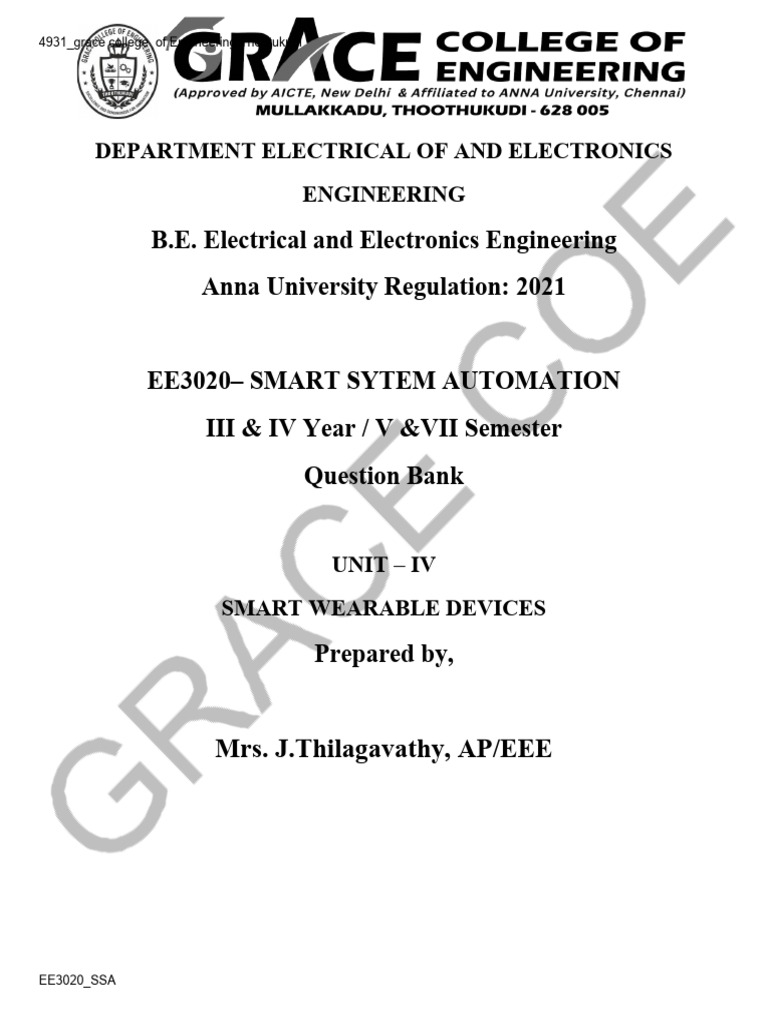 Vii - Ee3020 - Ssa - Unit 4 - QB | PDF | Wearable Technology | Accelerometer