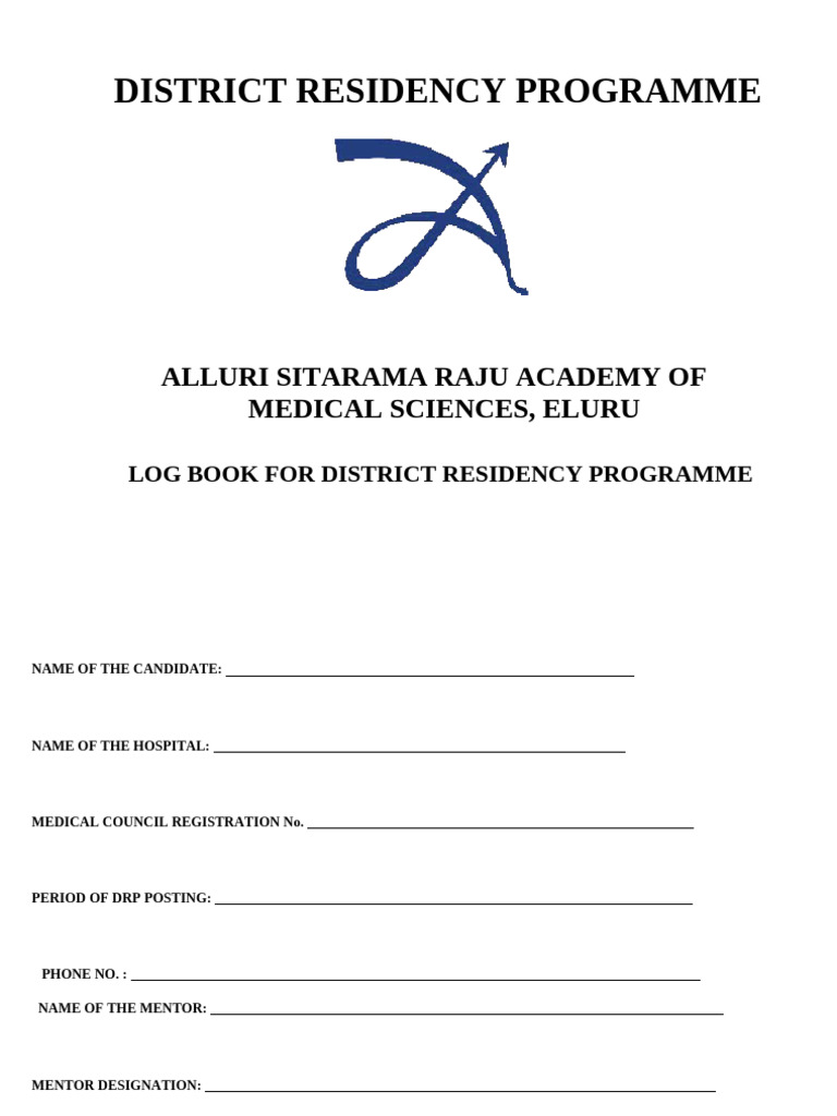 District Residency Program Log Book | PDF