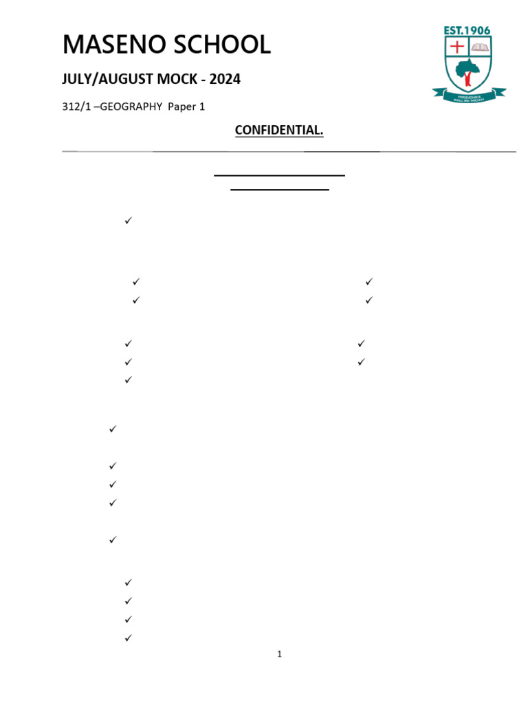 Maseno School Geography Mock 2024 | PDF | Lava | Volcano