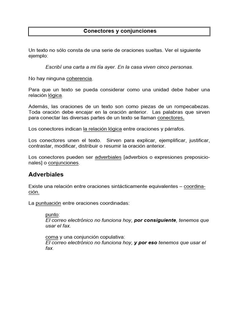 Conectores 1 | PDF | Adverbio | Gramática