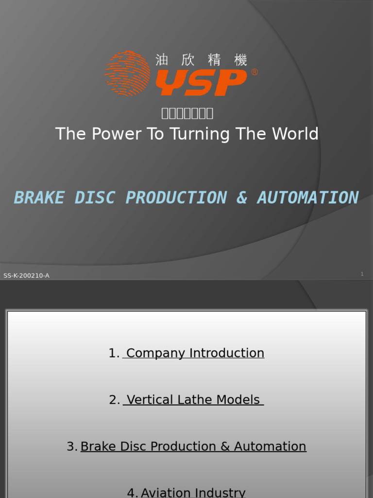 Ysp Brake Disc Production - Automation PPT Ss K 200210 K | PDF ...