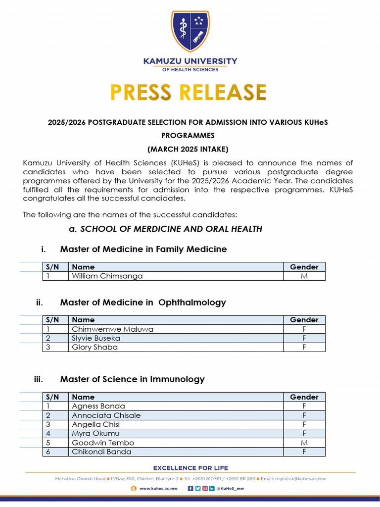 PRESS RELEASE FOR KUHeS POSTGRAUATE ADMISSIONS MARCH 2025 INTAKE 07 02 ...