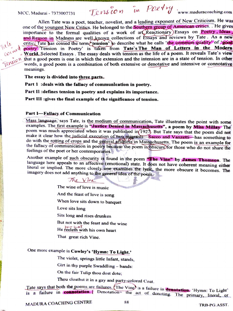 Tension in Poetry - Allen Tate | PDF