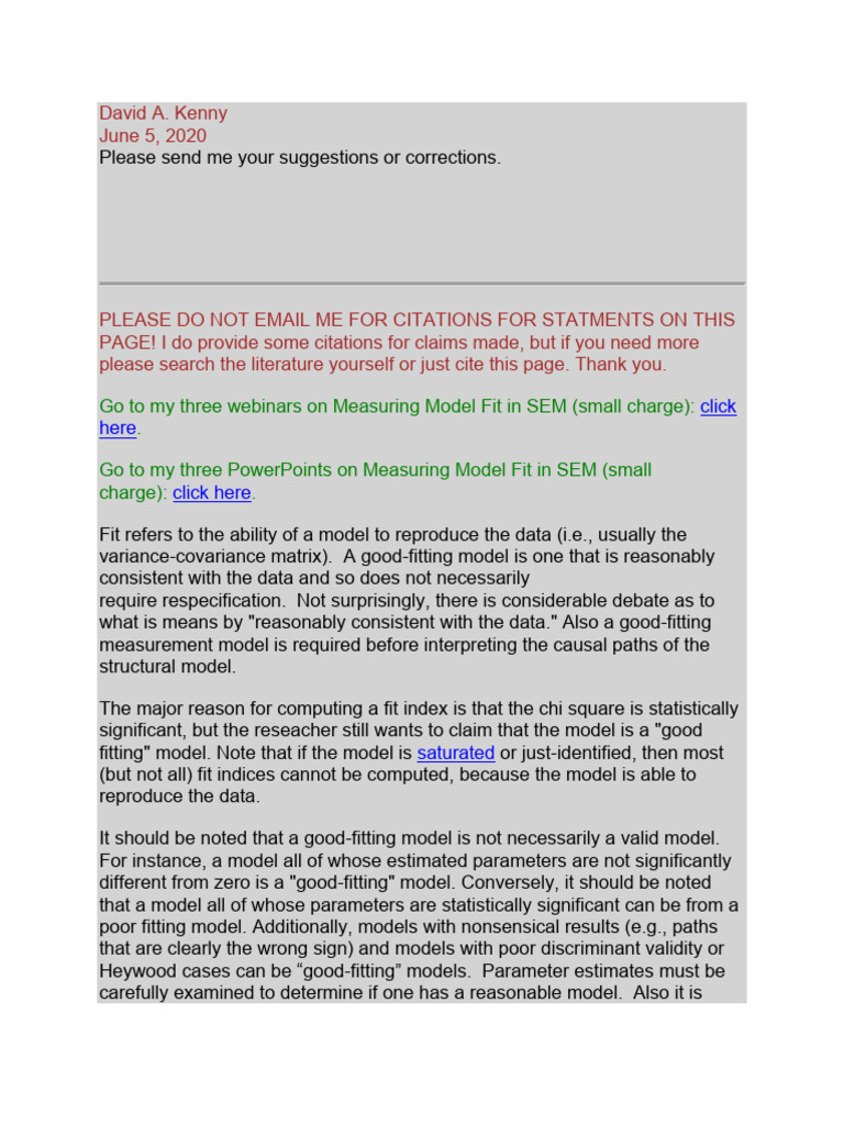 Understanding Model Fit in SEM | PDF | Akaike Information Criterion ...