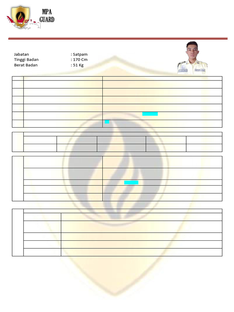 Biodata Satpam Aldi Aditya Pratama | PDF