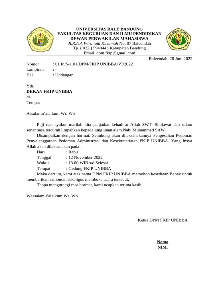 Contoh Surat Undangan Sambutan-Membuka Acara-1 | PDF