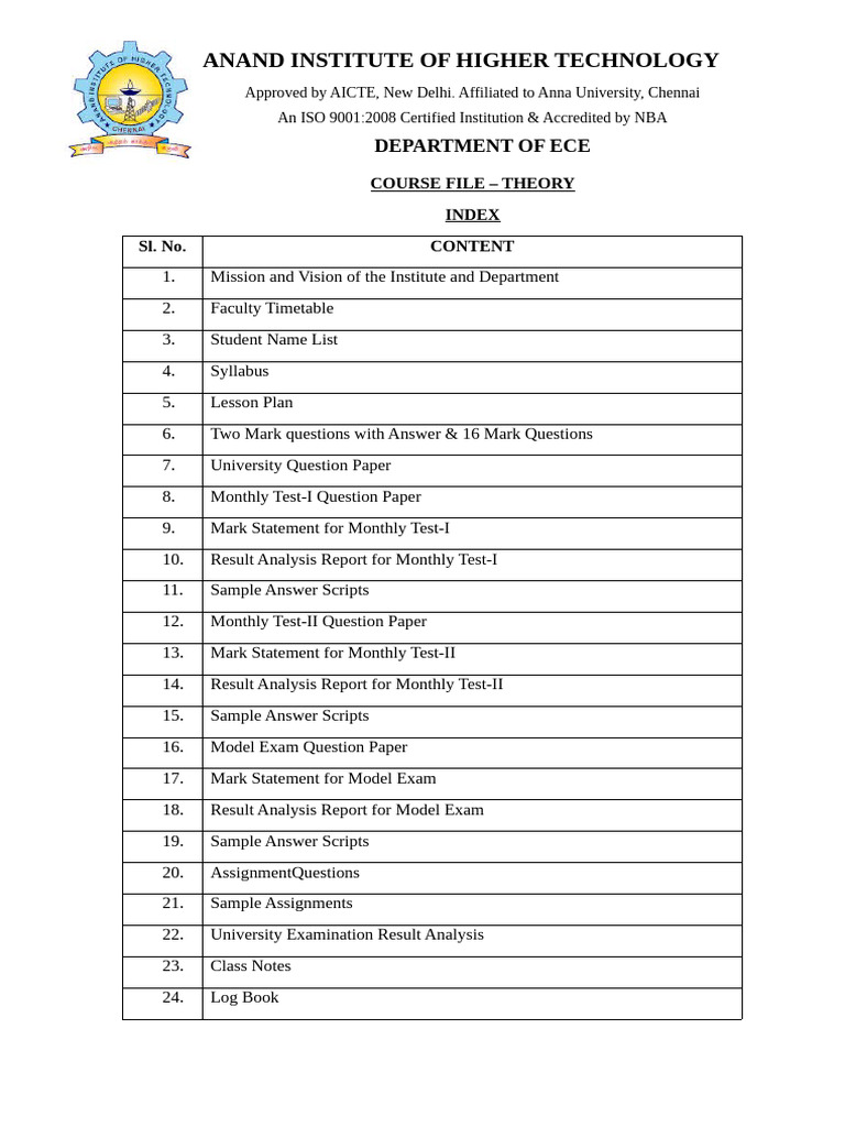 1.Course File Index - Theory | PDF | Pointer (Computer Programming) | Data Type