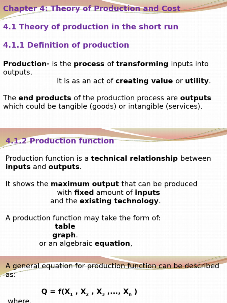 Short-Run Production and Cost Theory | PDF | Production Function ...