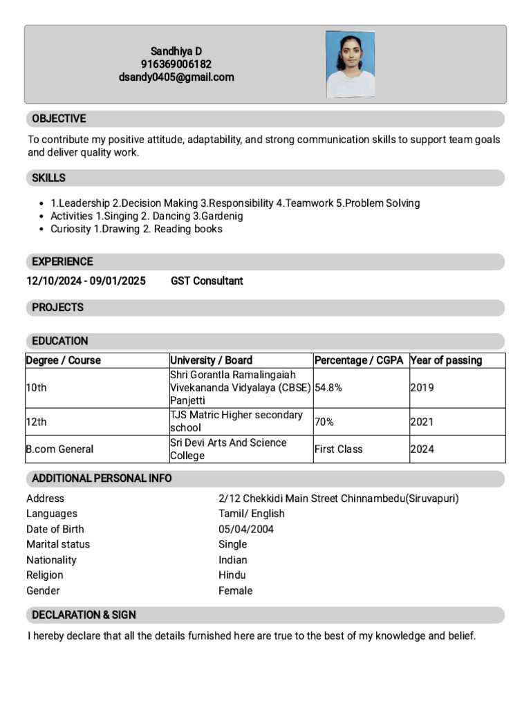 Sandhiya D (2) | PDF