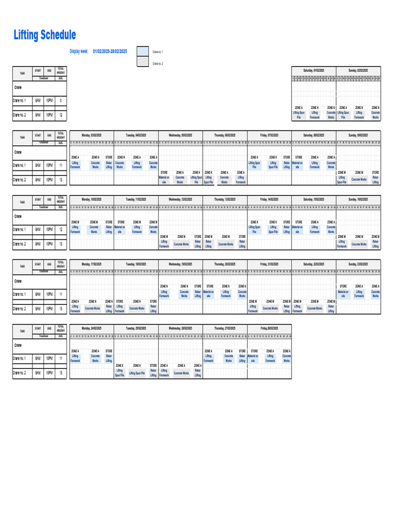 Lifting Schedule - Feb2025 | PDF | Composite Material | Concrete