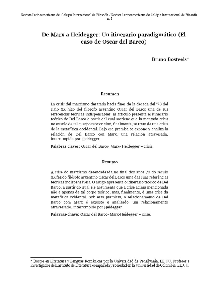 Bosteels-Óscar Del Barco. de Marx A Heidegger | PDF | marxismo | Karl Marx