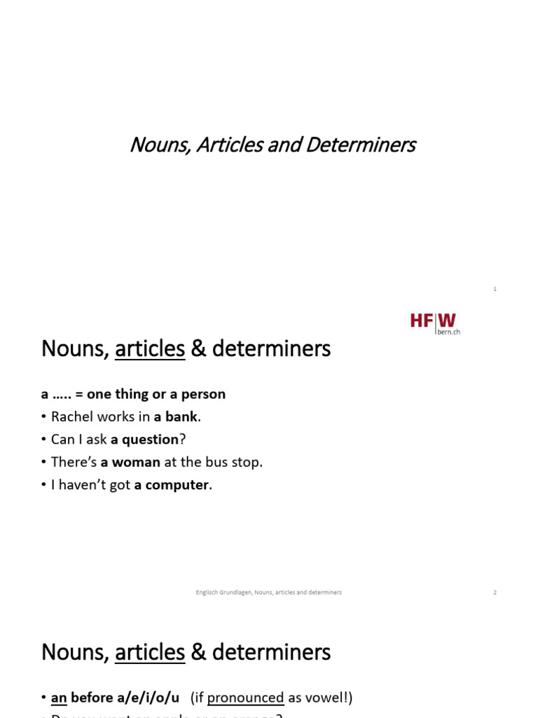 Basics 03 - Nouns-Articles-Determiners | PDF | Plural | Languages