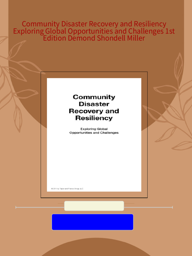Buy ebook Community Disaster Recovery and Resiliency Exploring Global ...