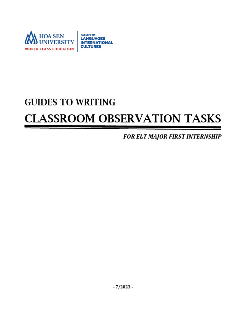 (ELT First Internship) Guides To Writing Observation Tasks (Task Page) | PDF | Teachers | Learning