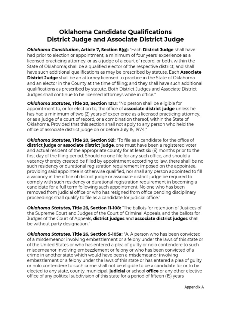 2022 District Judge Associate District Judge Qualifications | PDF ...