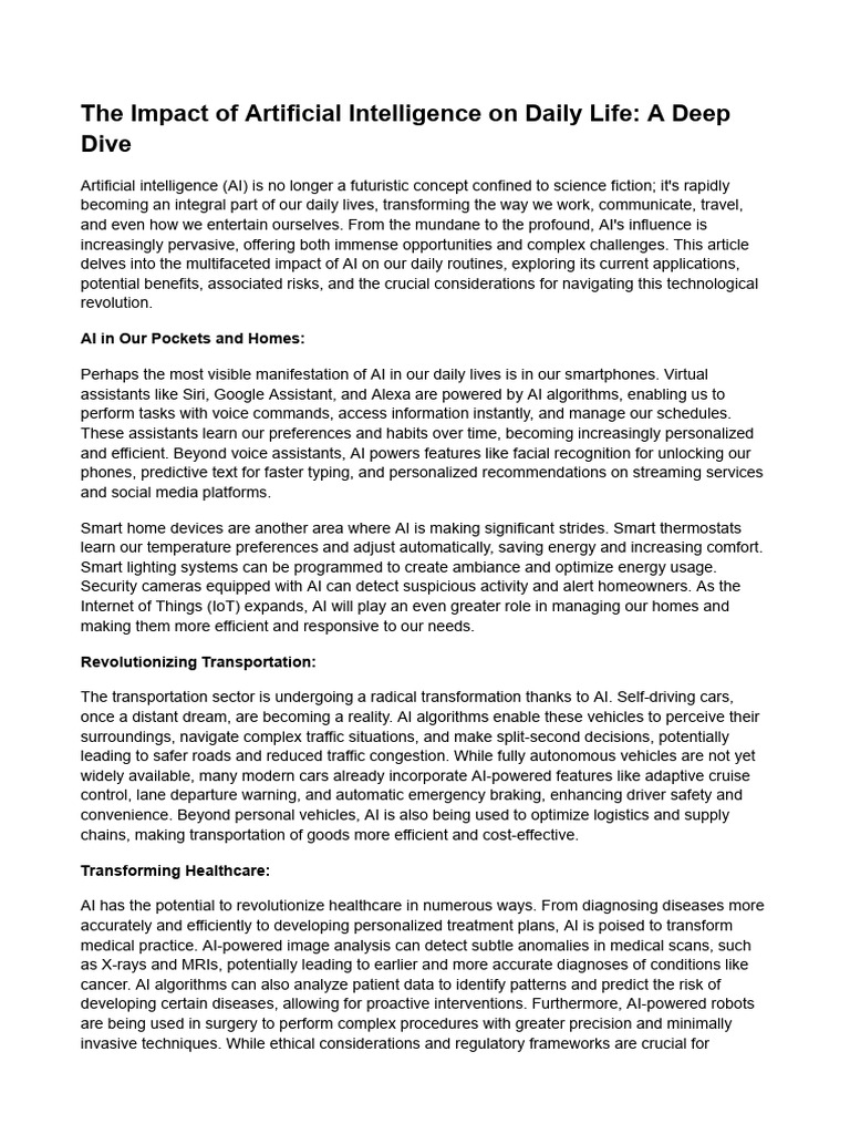 The Impact of Artificial Intelligence on Daily Life_ a Deep Dive | PDF | Artificial Intelligence ...