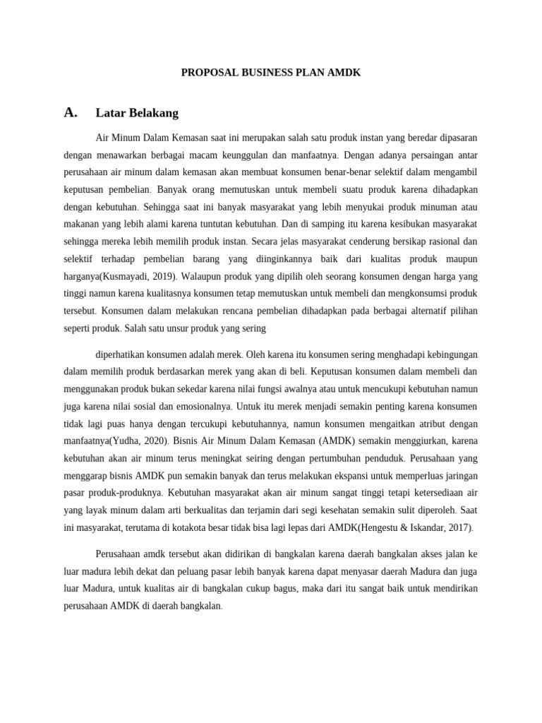 Contoh Proposal Bisnis Plan | PDF