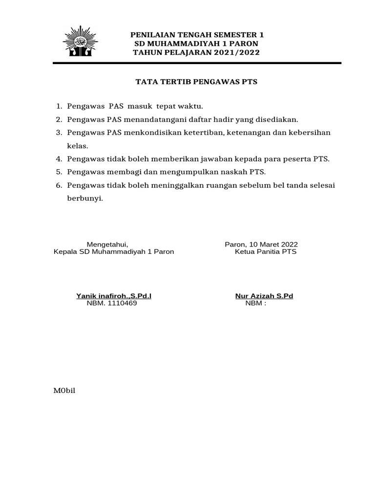 Tata Tertib Pengawas Uas 2 | PDF