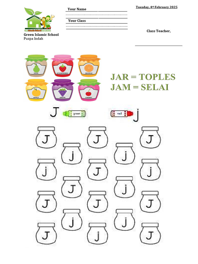 Worksheet-Smt 2-Week 5-Pre Writing Coloring Letter J | PDF