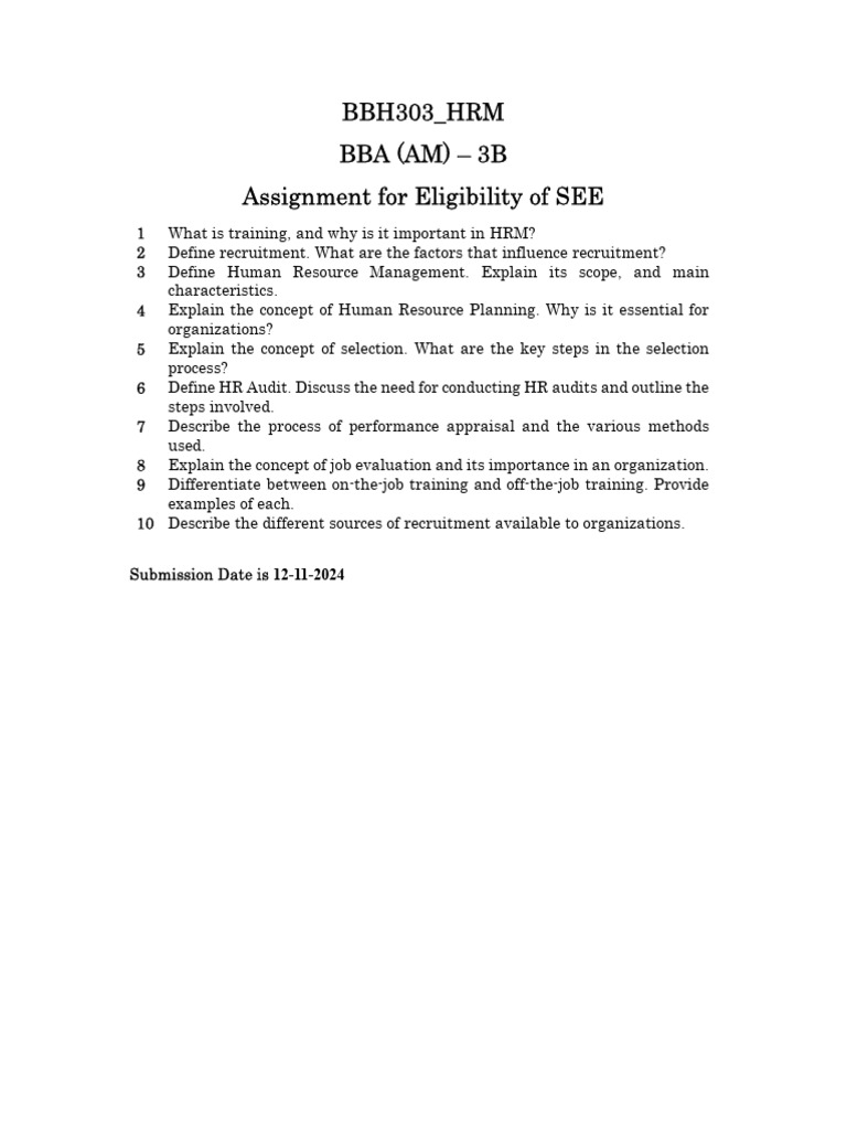 HRM Assignment | PDF