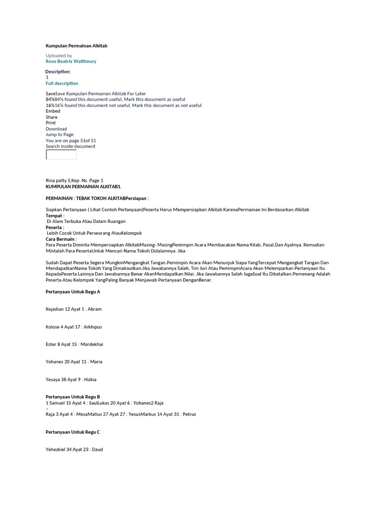 Kumpulan Permainan Alkitab | PDF