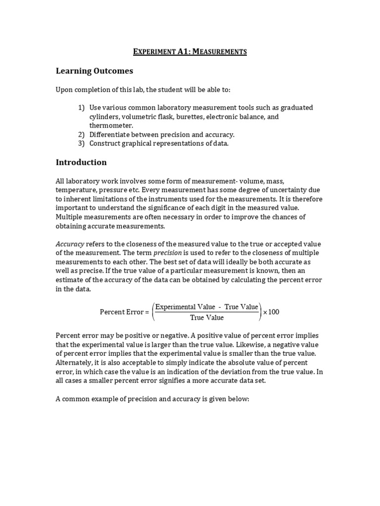 Experiment A1 - Measurements | PDF | Accuracy And Precision | Density