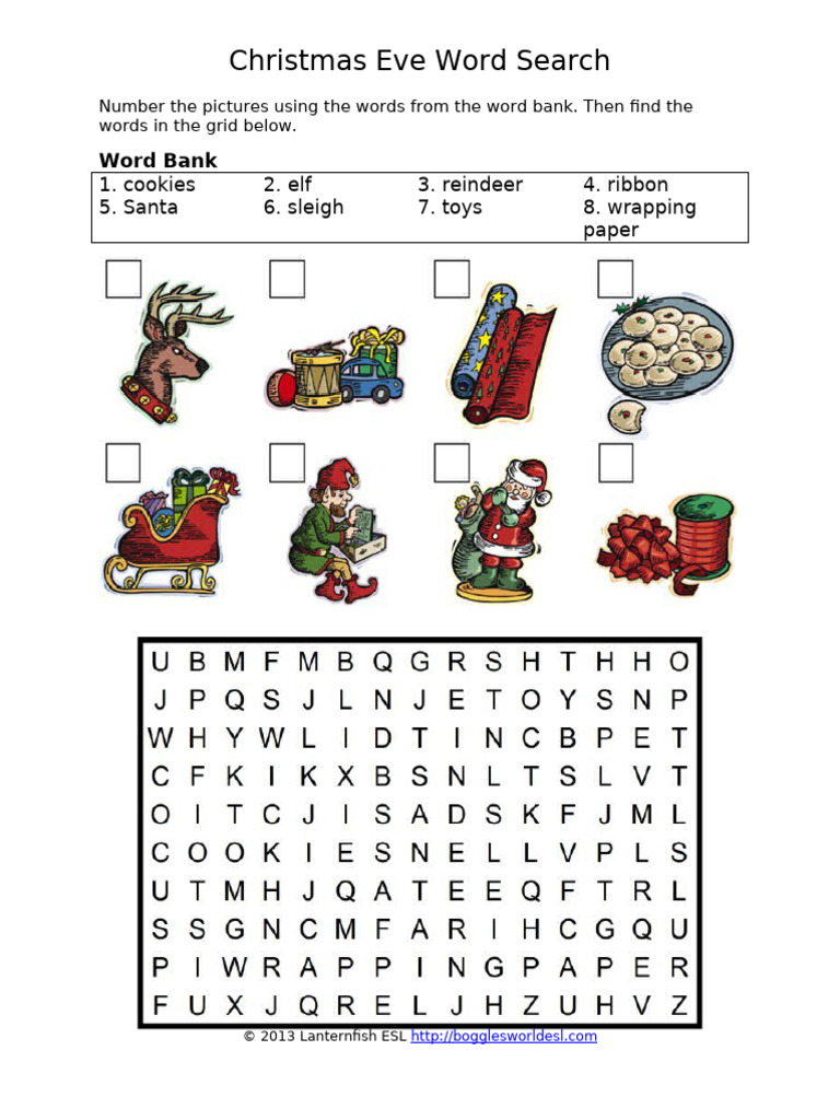 Christmas Eve Word Search | PDF