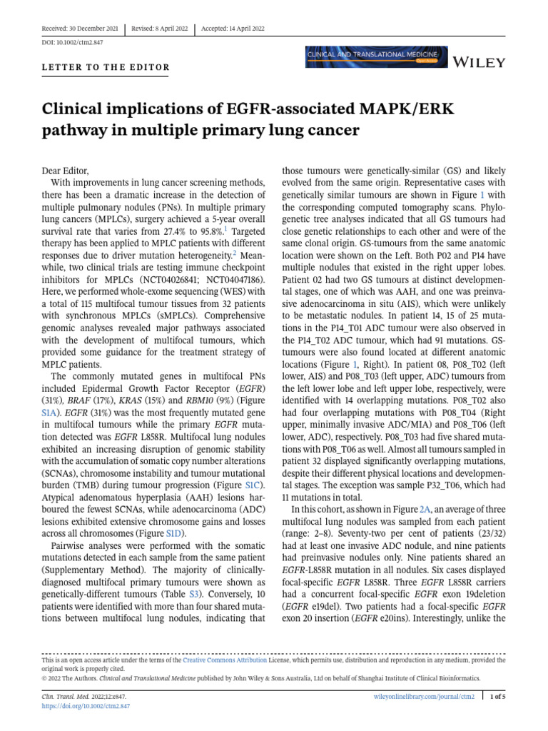 Clinical implications of EGFR‐associated MAPK ERK pathway in multiple ...